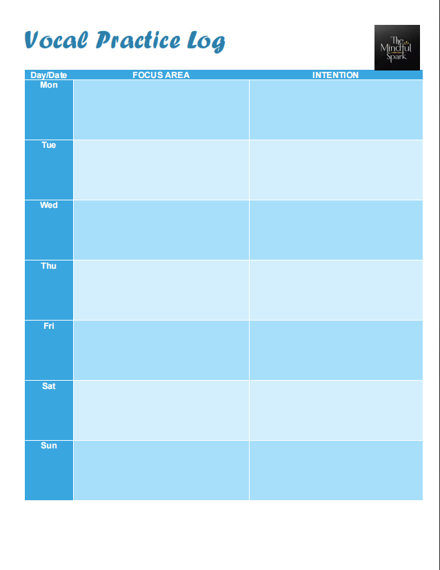 Vocal Practice Log– The Mindful Spark